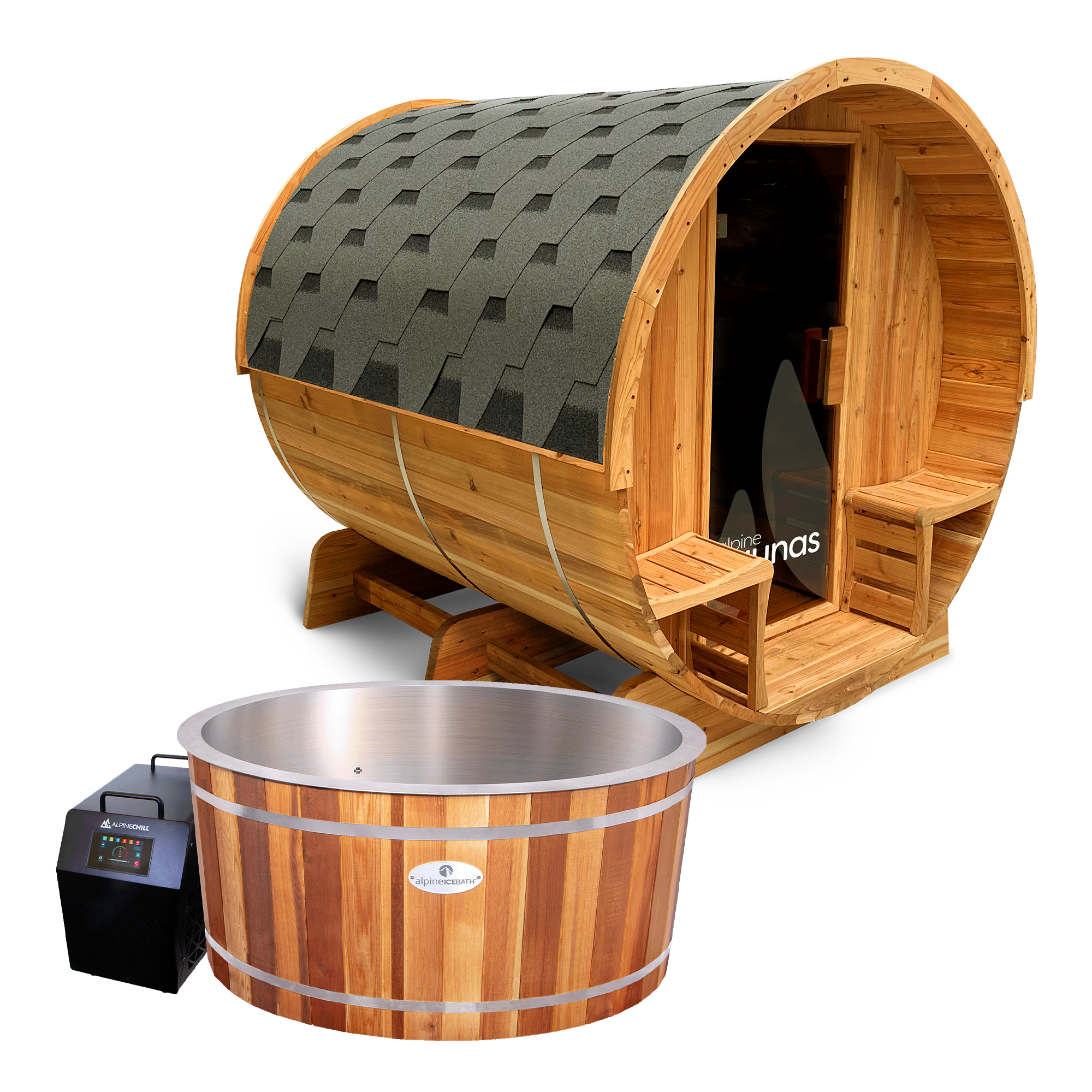 Barrel Sauna + Apollo Ice Bath Combo | Sauna & Cold Plunge | Alpine ...
